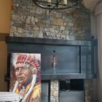 Fireplace mantel, recess for big screen, fireplace cabinet and log ...