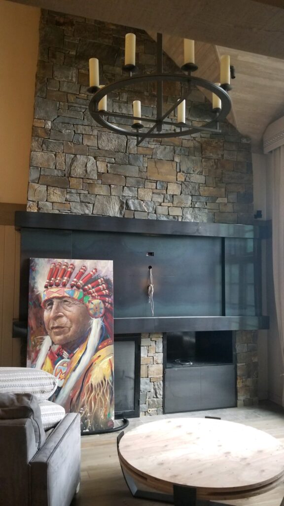 Fireplace mantel, recess for big screen, fireplace cabinet and log ...